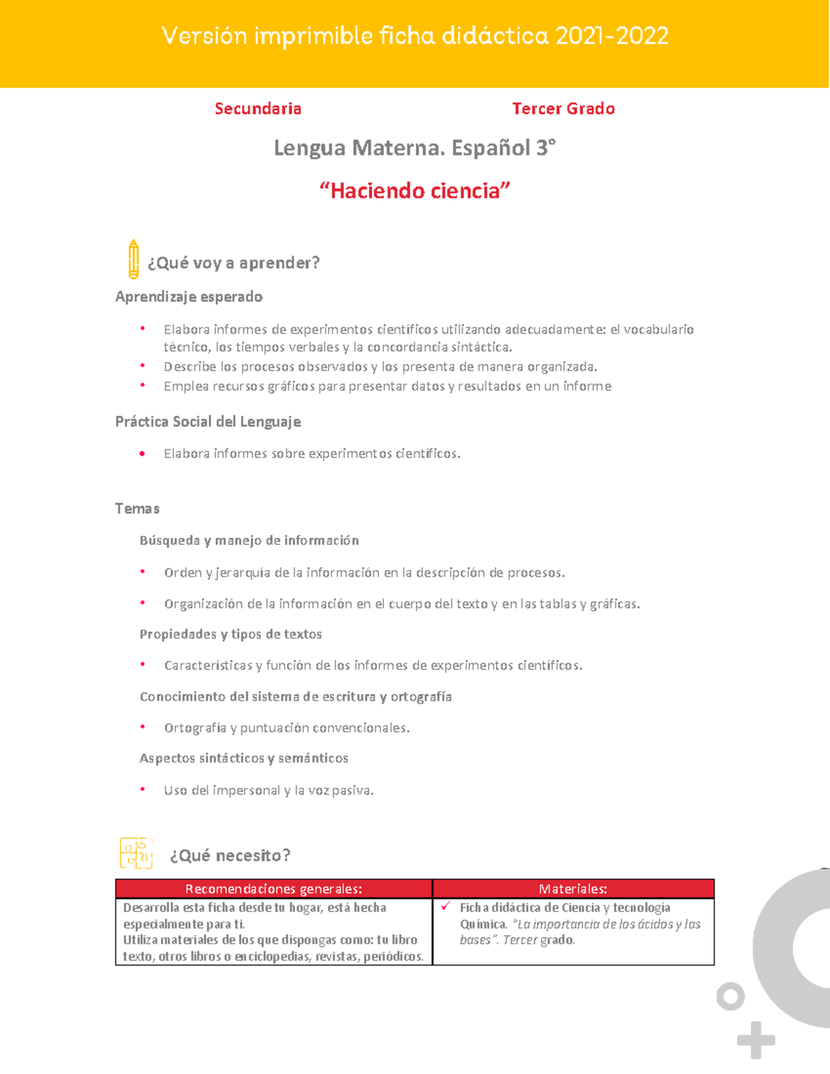 3 Español mar Q1 Imprimible - Secundaria Tercer Grado Lengua Materna ...