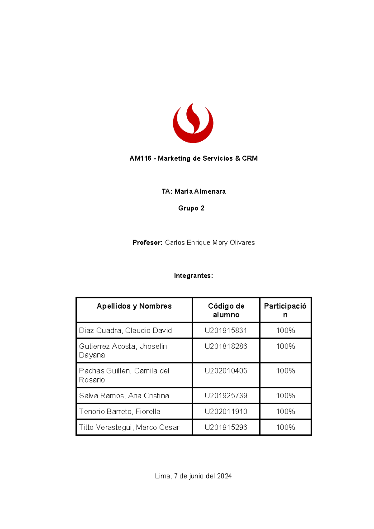 TA CRM Maria Almenara - AM116 - Marketing de Servicios & CRM TA: Maria Almenara Grupo 2 - Studocu