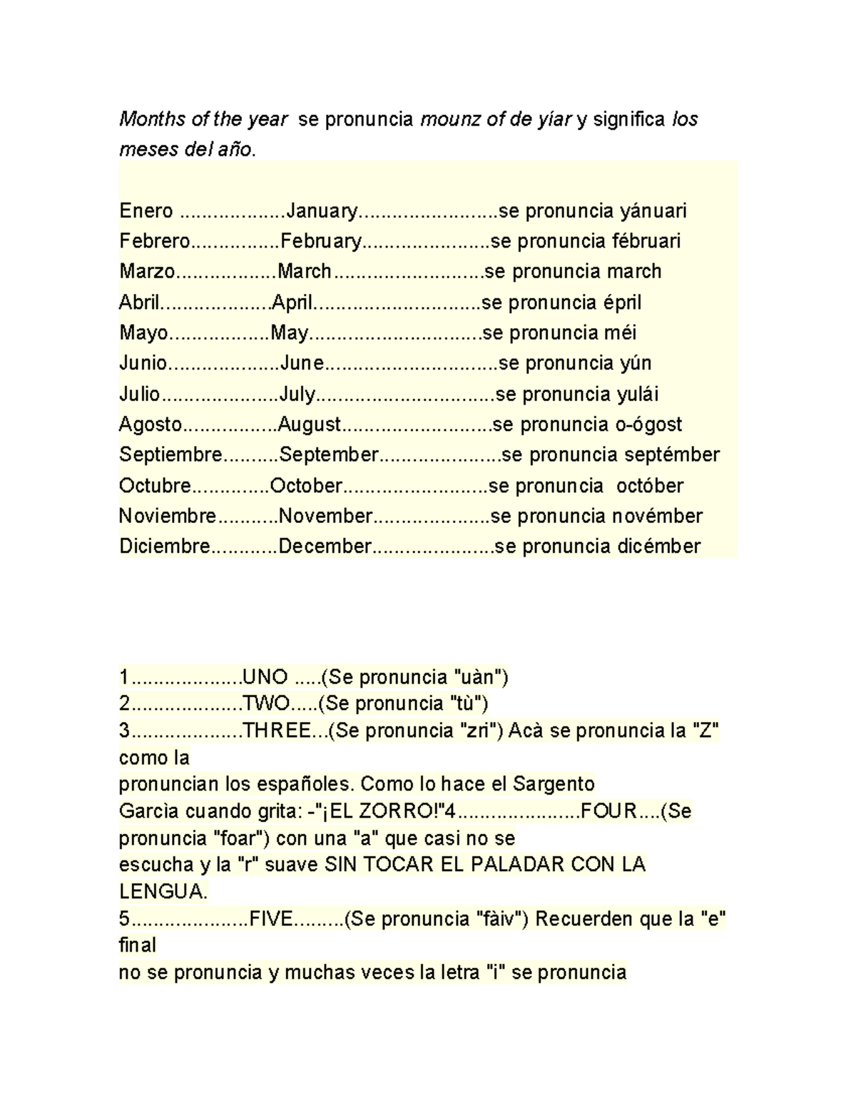 Months of the year - 2123 - Months of the year se pronuncia mounz of de ...