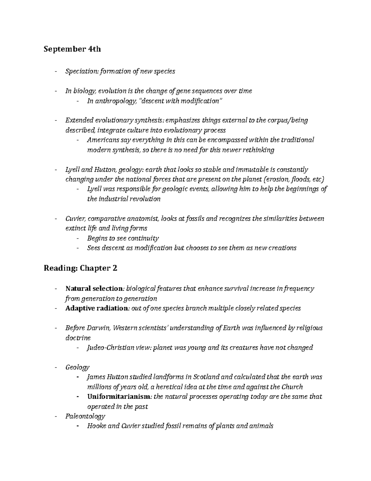Class 3 Notes - Speciation and evolution. Dr. Monge - September 4th ...