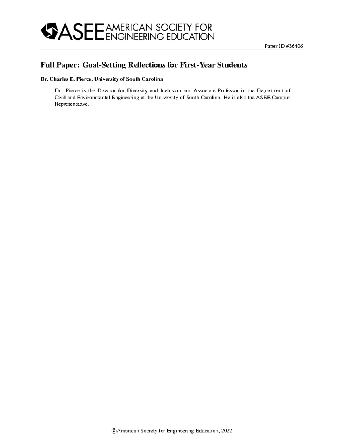 Full paper goal setting reflections for first year students - Paper ID ...
