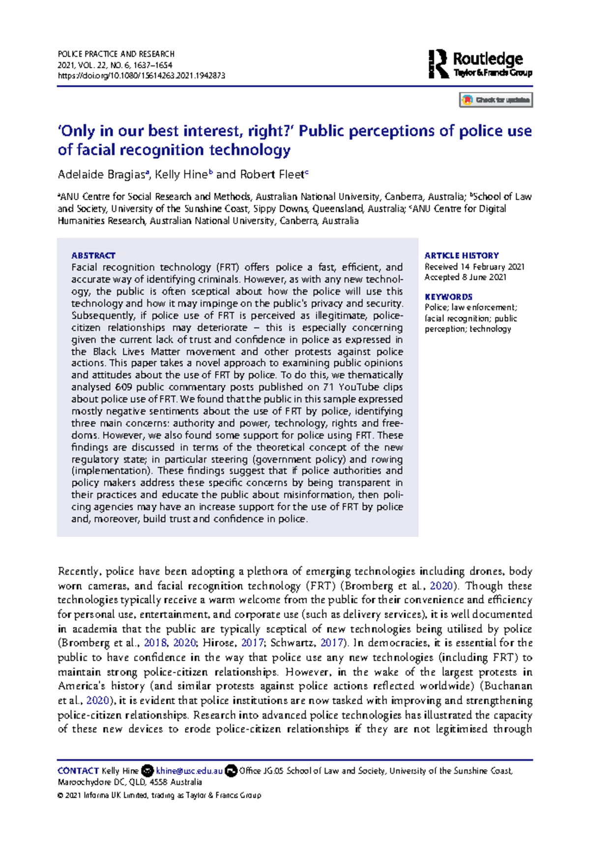 ‘Only in our best interest, right ’ Public perceptions of police use of ...