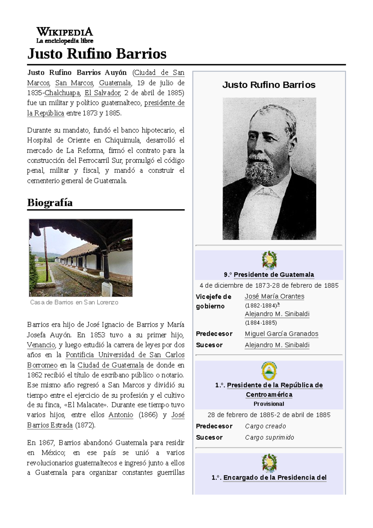 Justo Rufino Barrios - sssss - Justo Rufino Barrios 9.º Presidente de ...