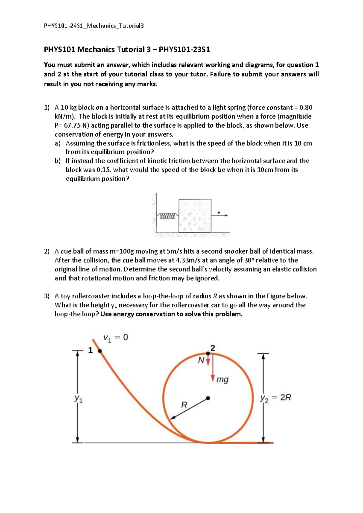 PHYS101-24S1 Tutorial 3 2 - PHYS101-24S1_Mechanics_Tutorial PHYS101 ...