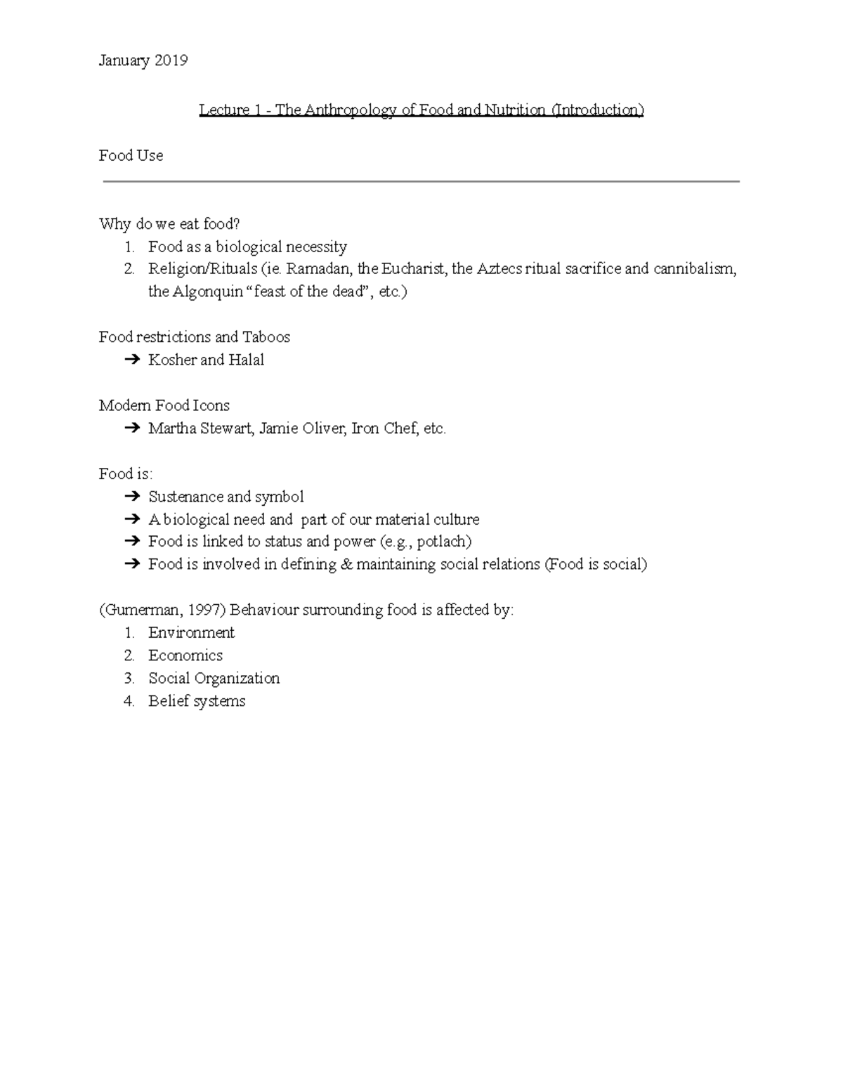 Lecture 1 - The Anthropology of Food & Nutrition - Lecture 1 - The ...