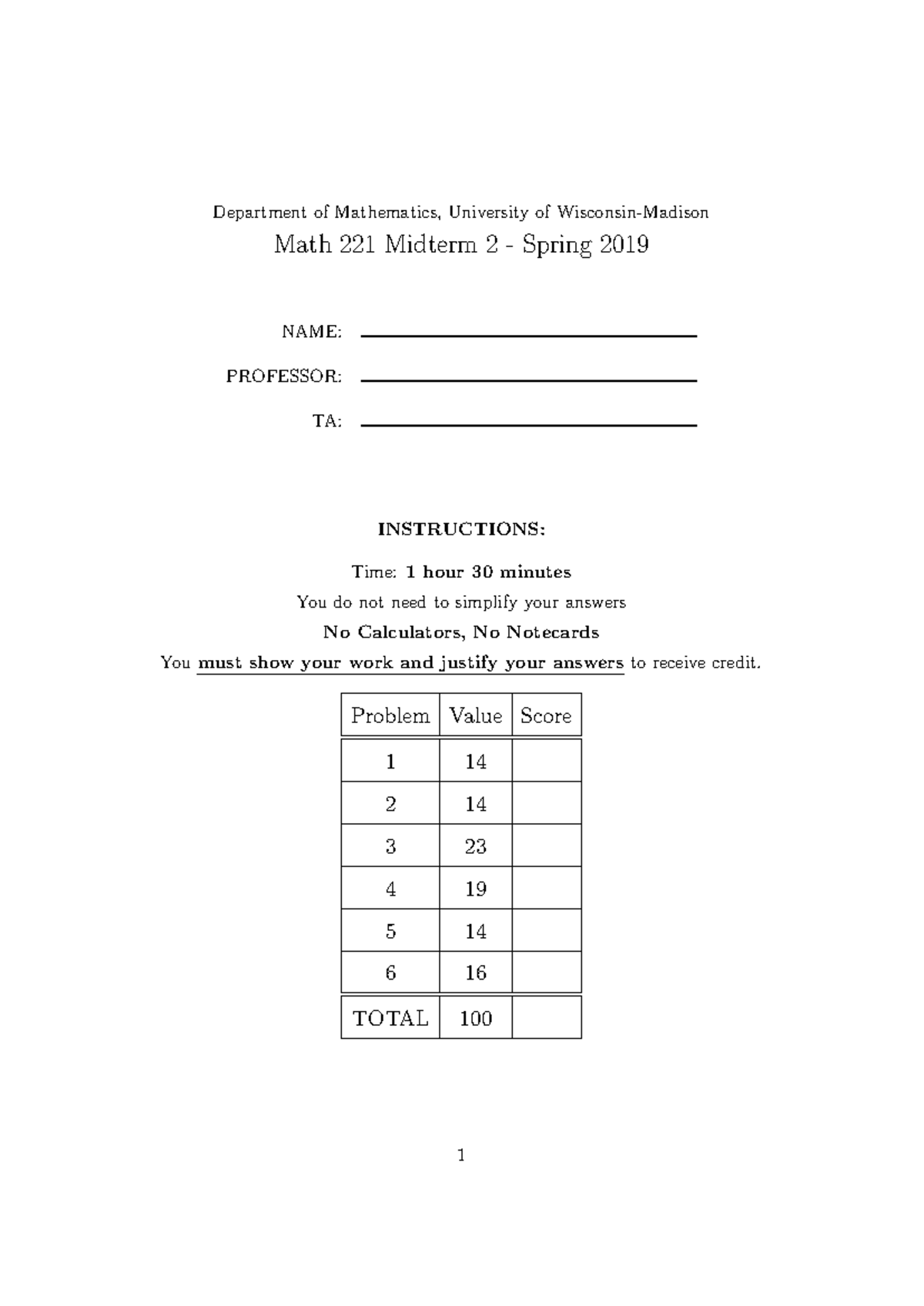 Spring 2019 221-sp19-midterm 2 - Department of Mathematics, University ...