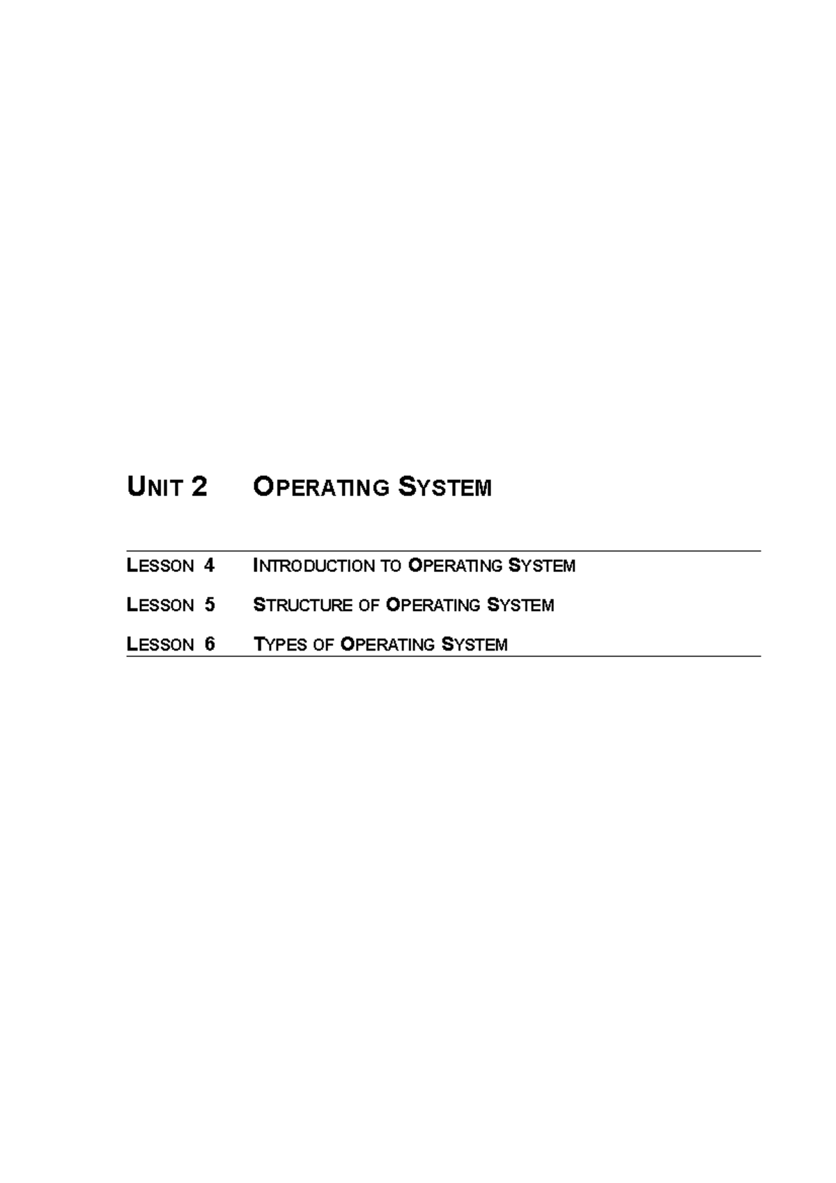 BBW101 UNIT2 - UNIT 2 OPERATING SYSTEM LESSON 4 INTRODUCTION TO ...