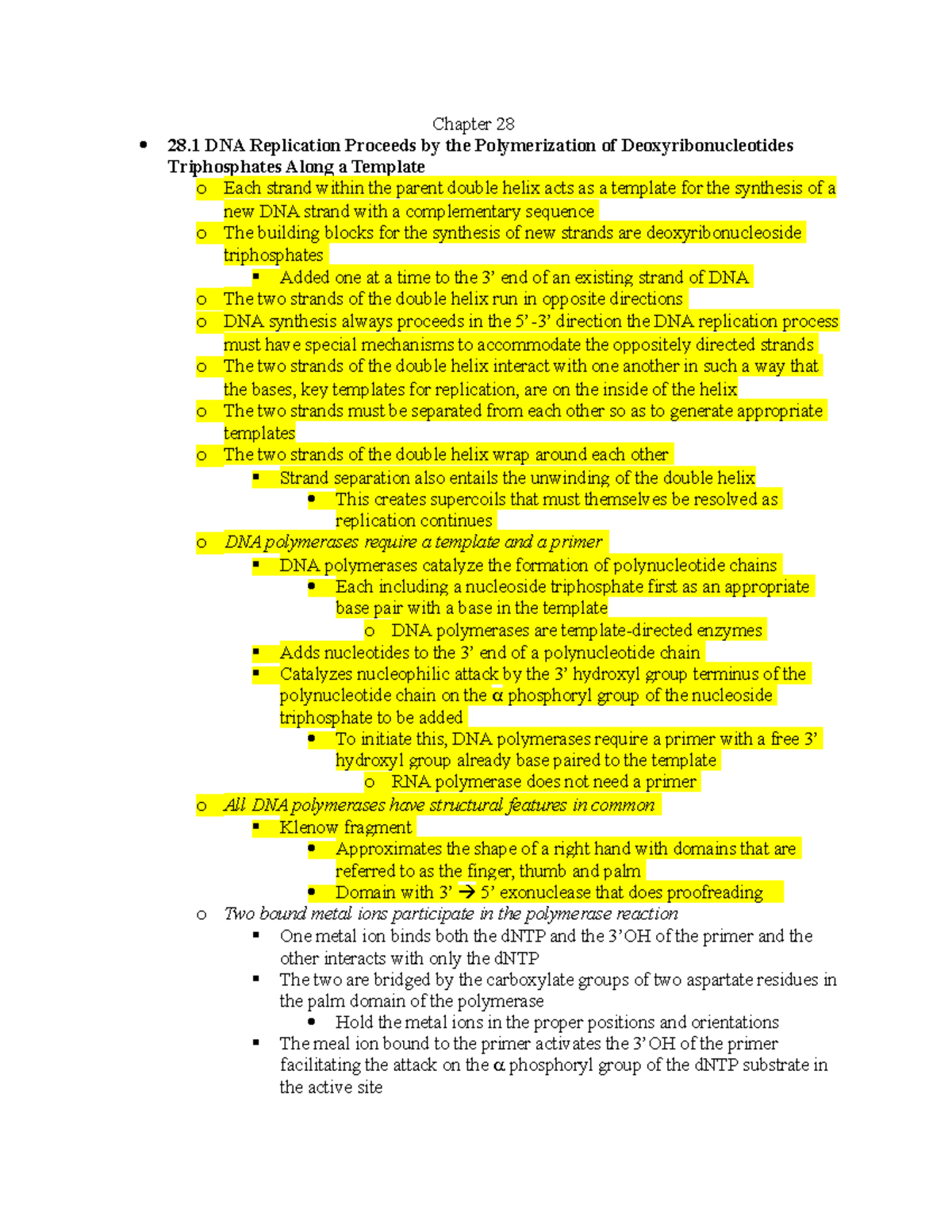 Chapter 28 - Chapter 28 28 DNA Replication Proceeds by the ...
