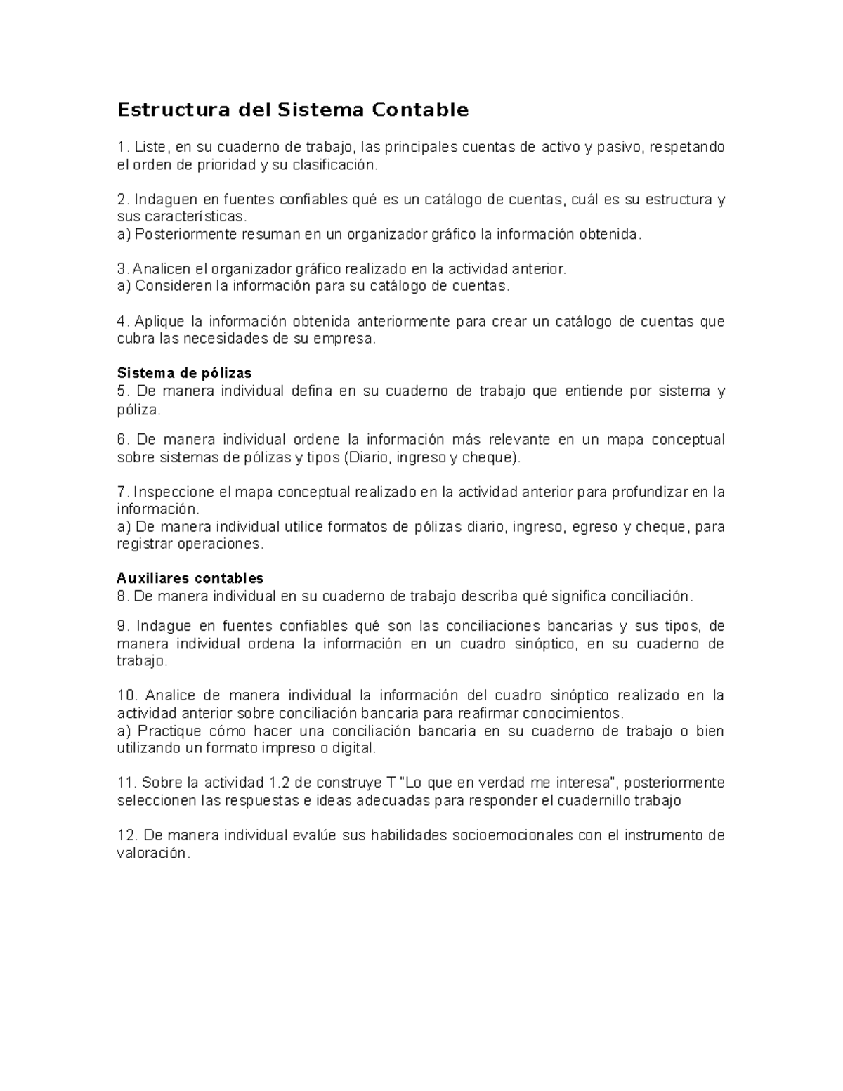 Estructura del Sistema Contable - Estructura del Sistema Contable Liste ...