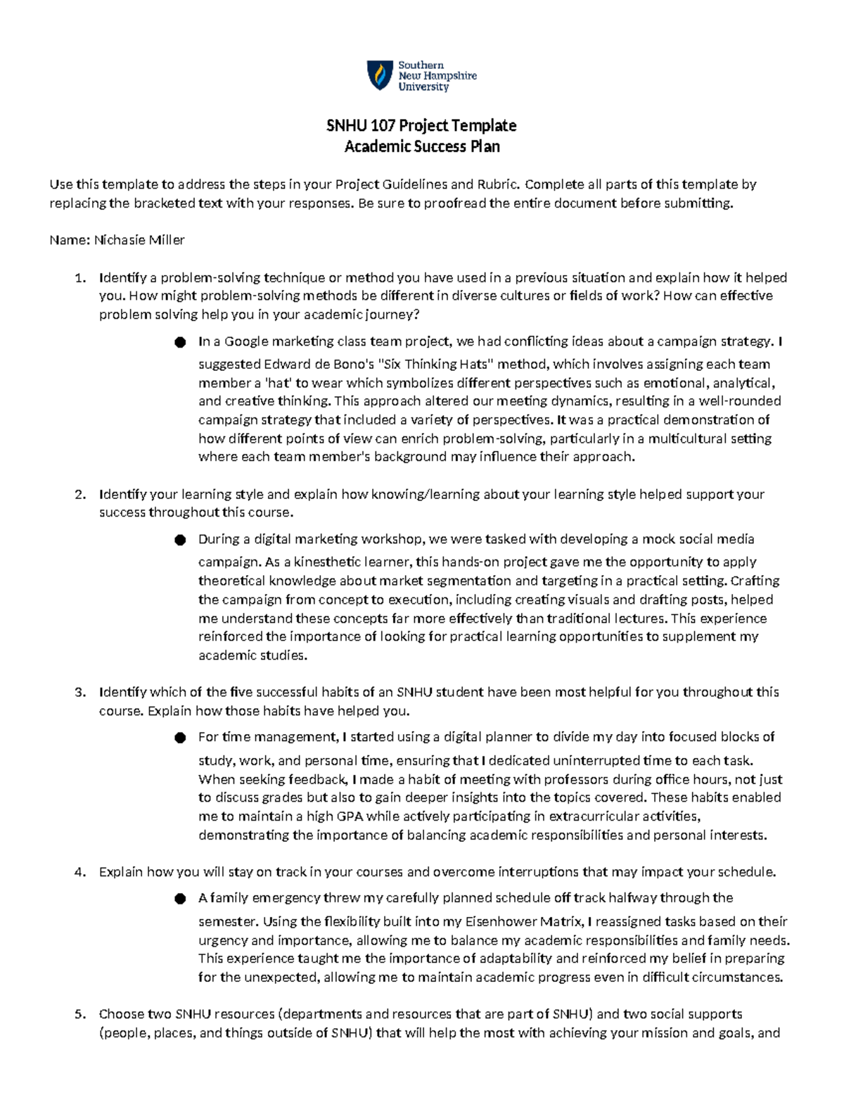 SNHU 107 Project Template - SNHU 107 Project Template Academic Success ...