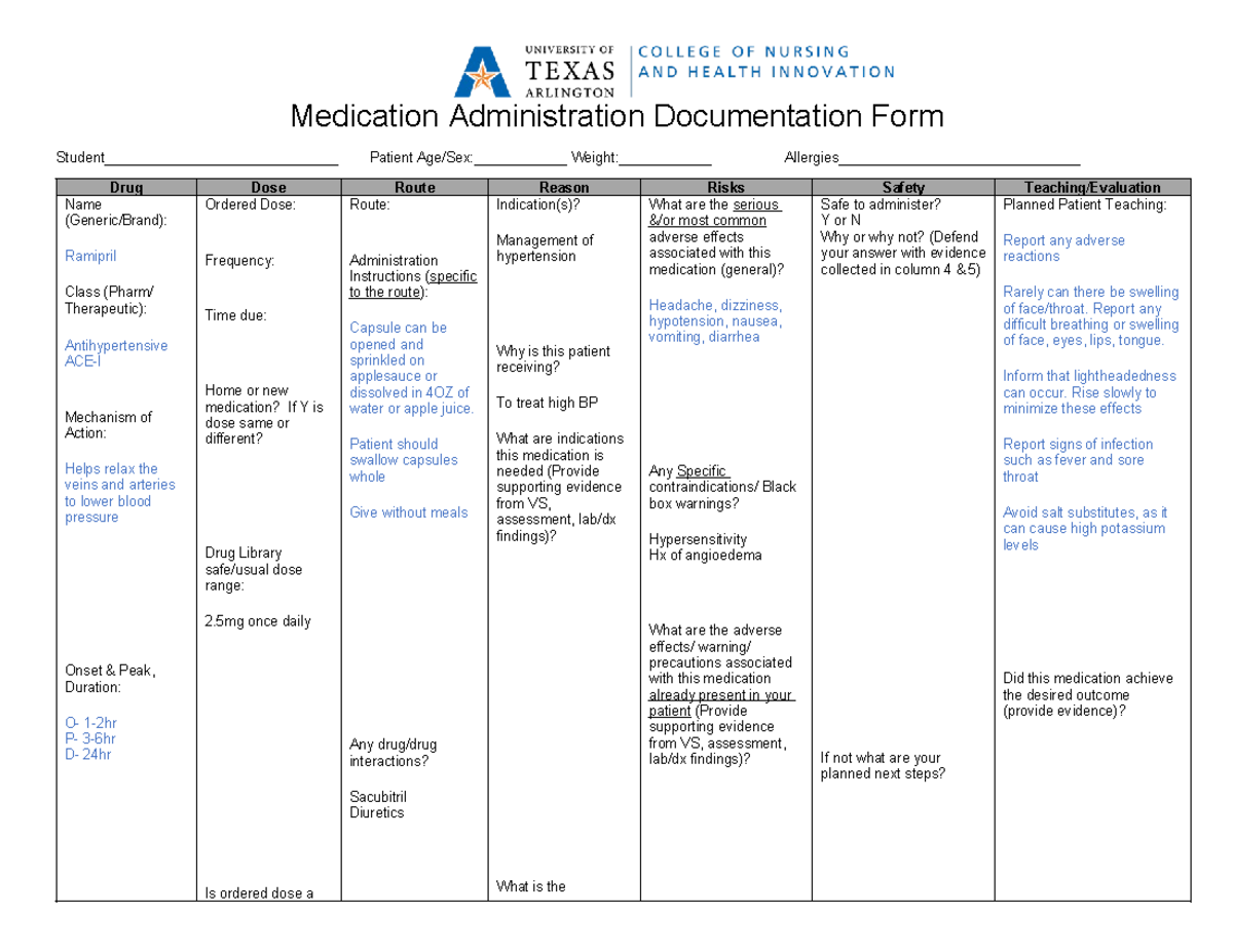 Medication Administration - Ramipril - Medication Administration ...