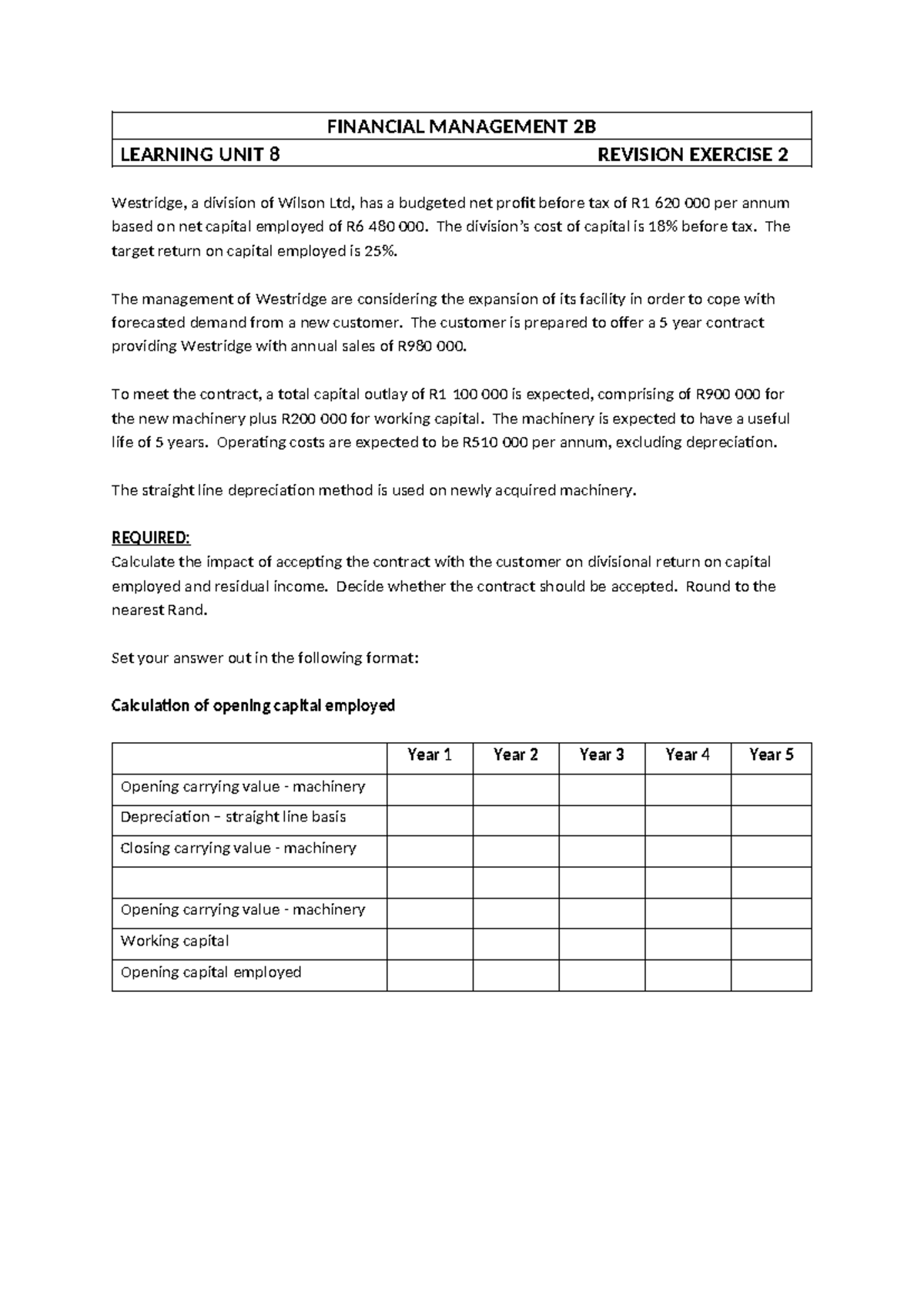 FINM2B LU8 REV EX 2 - summary of lu 8 - FINANCIAL MANAGEMENT 2B ...