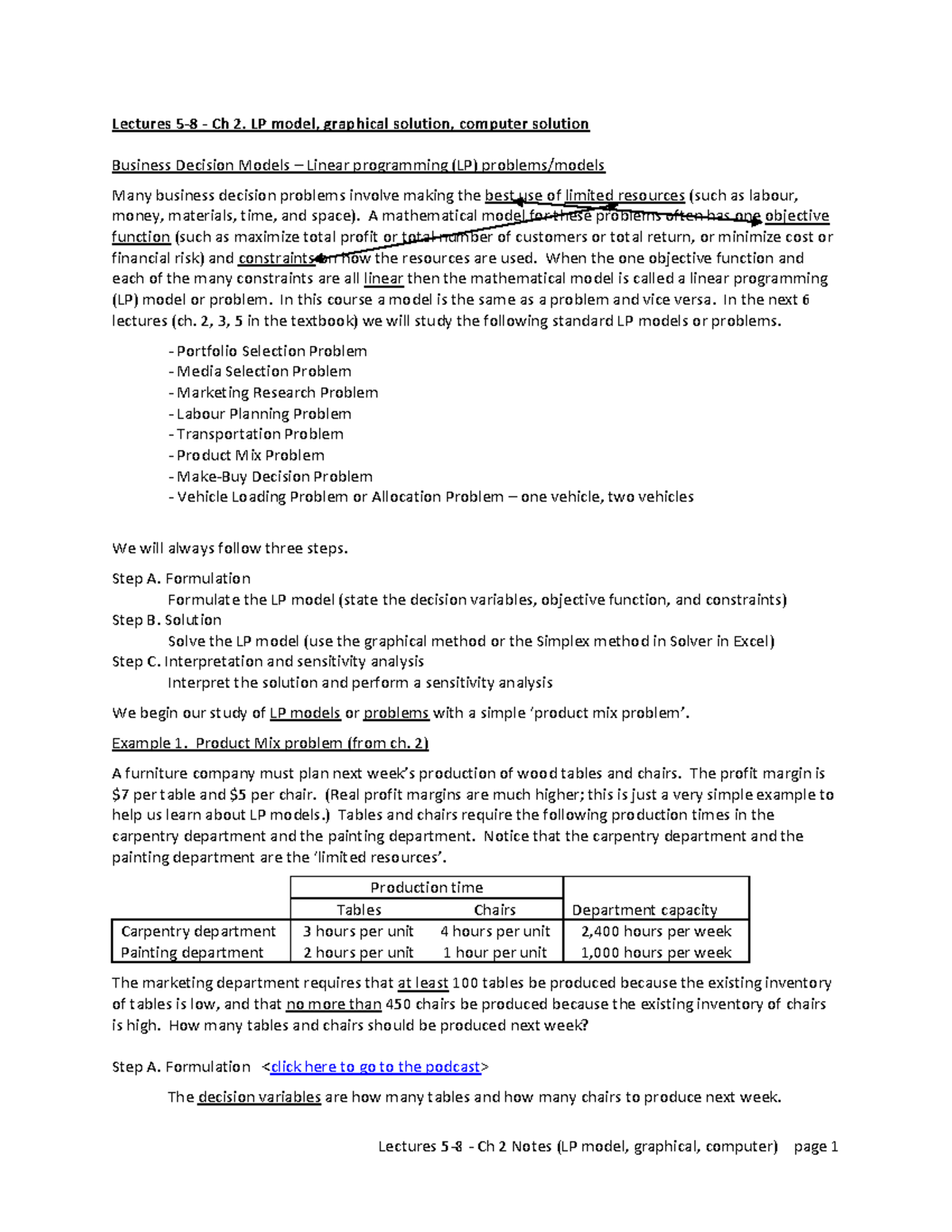 Lectures 5-8 - Ch 2 Notes (LP models, solution) - Winter Semester 2022 ...