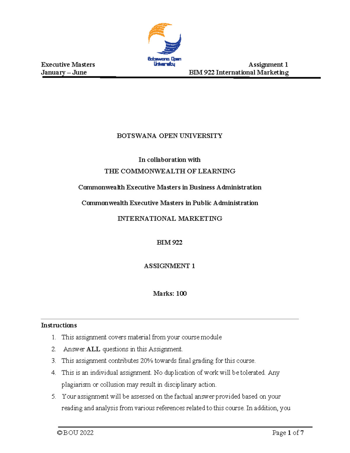 Microsoft Word - BIM 922 Assignment 1 1281122 - January – June BIM 922 ...