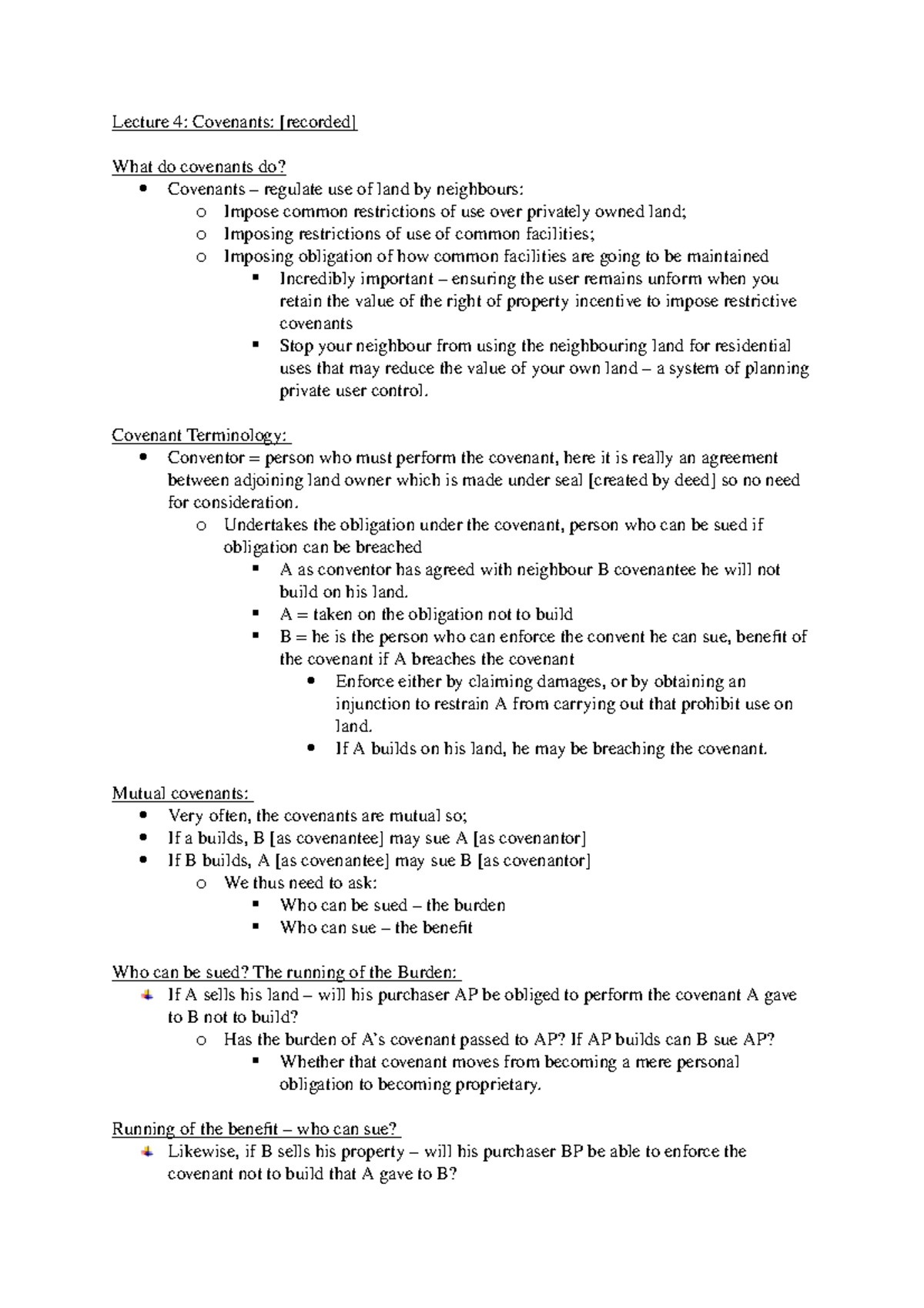 Lecture 4 - Covenants - Covenant Terminology: Conventor = person who ...