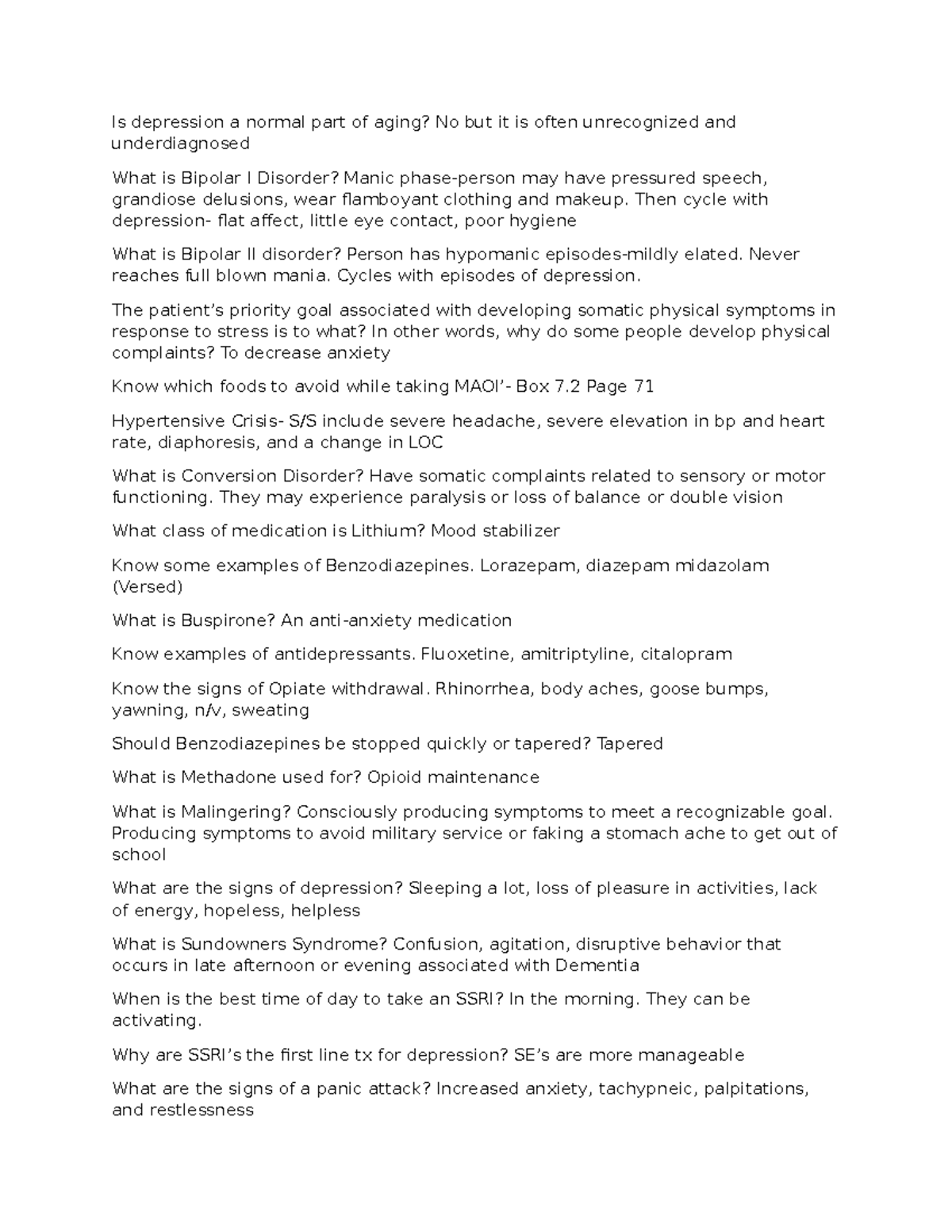 LPN Study Guide - Is depression a normal part of aging? No but it is ...