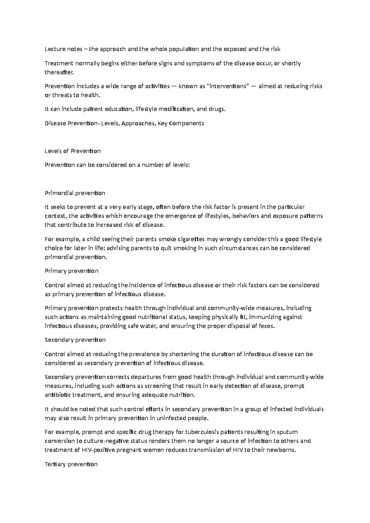 Lecture notes – the approach and the whole population and the exposed ...