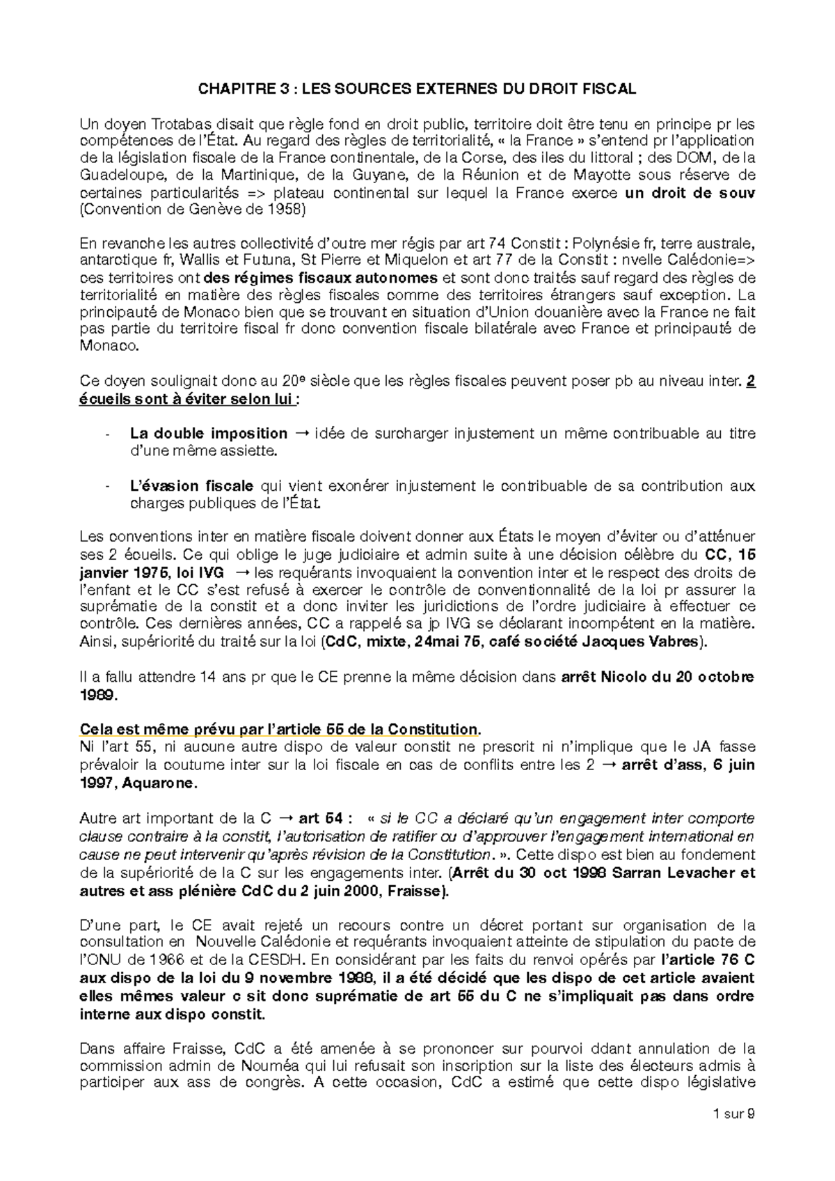 les sources externes du droit fiscal - CHAPITRE 3 : LES SOURCES ...