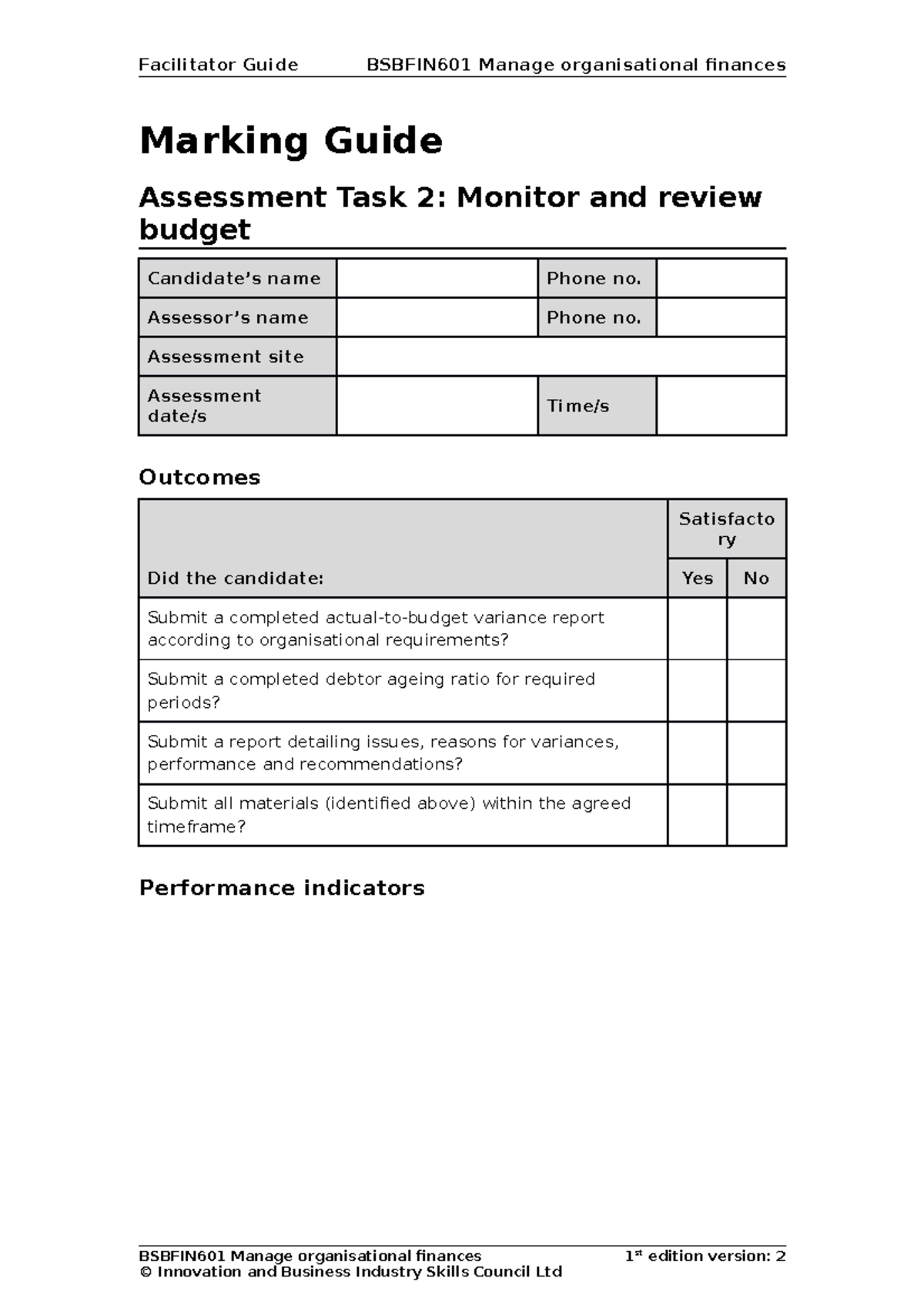 Assessment Task 2 Marking Guide - Marking Guide Assessment Task 2 ...