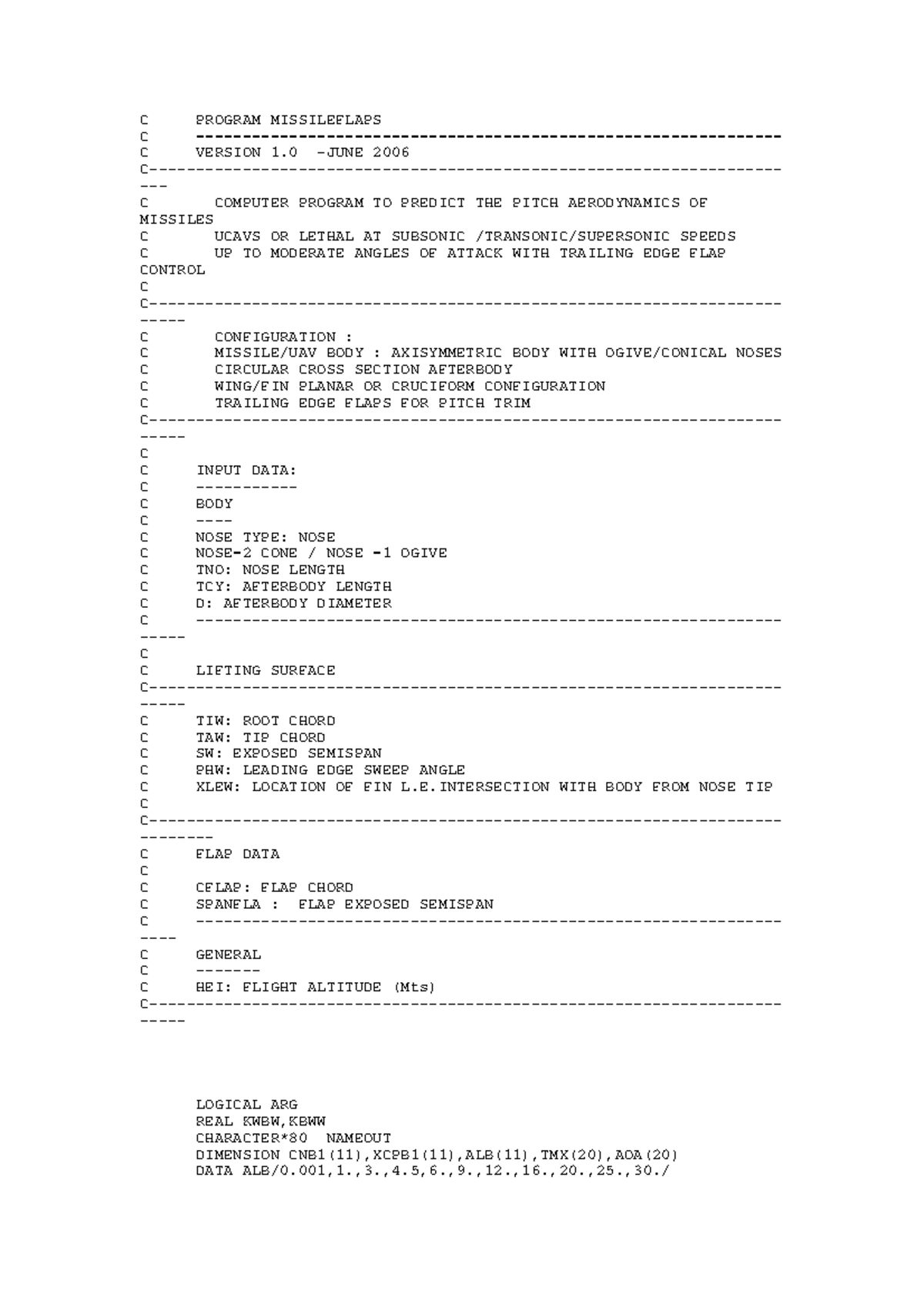 Missileflaps 1 - aerodinamica - C PROGRAM MISSILEFLAPS C - Studocu