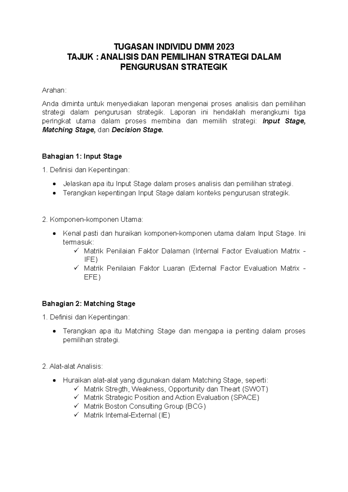 Tugasan Individu - assignment - TUGASAN INDIVIDU DMM 2023 TAJUK ...