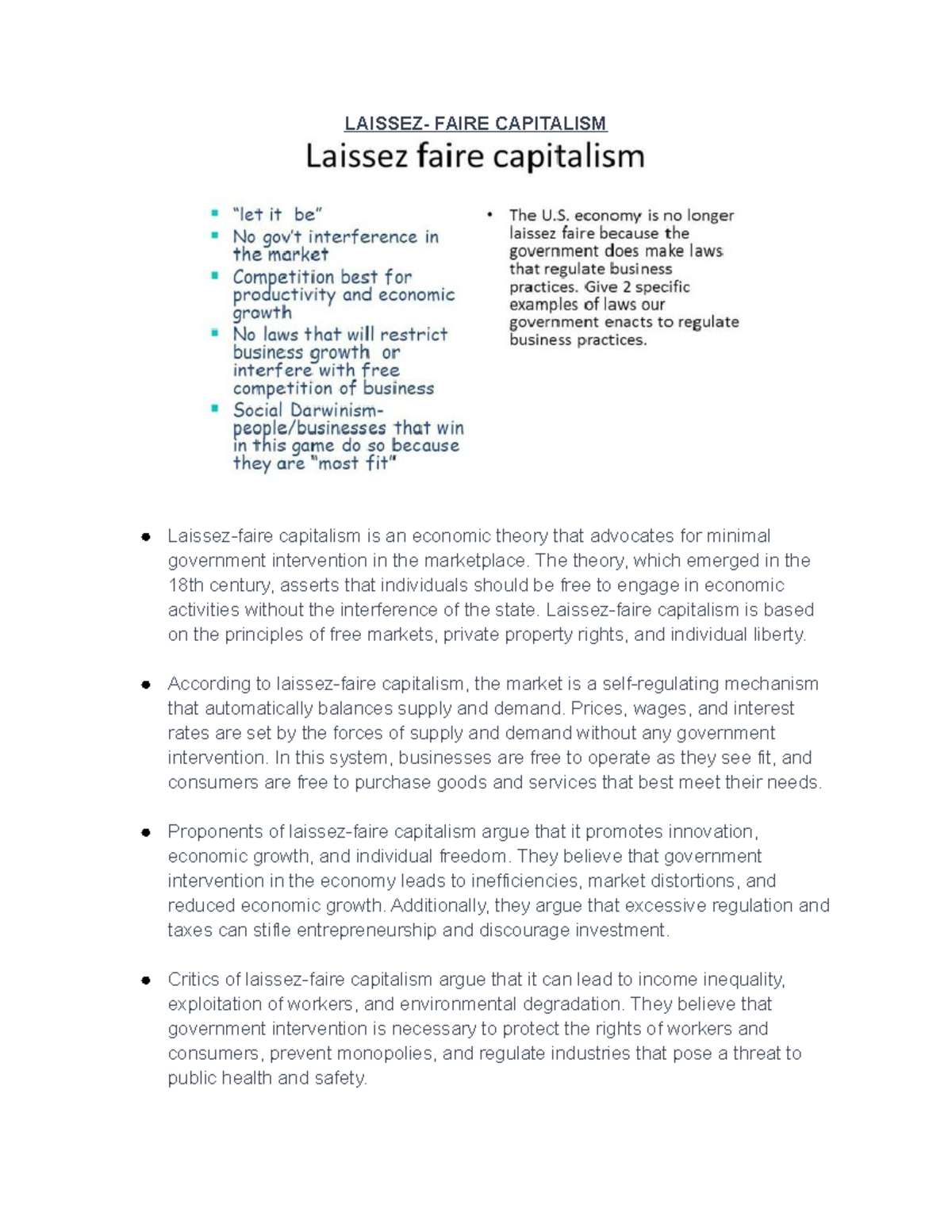 Laissez- Faire Capitalism - LAISSEZ- FAIRE CAPITALISM Laissez-faire ...