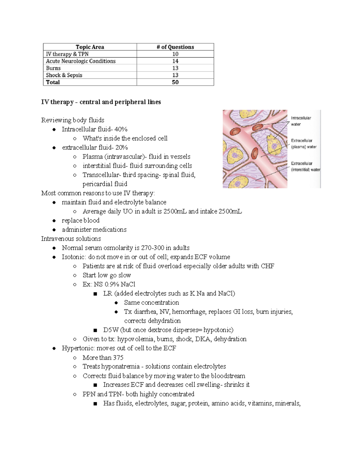 AH2 exam 2 - study guide from lectures - IV therapy - central and ...