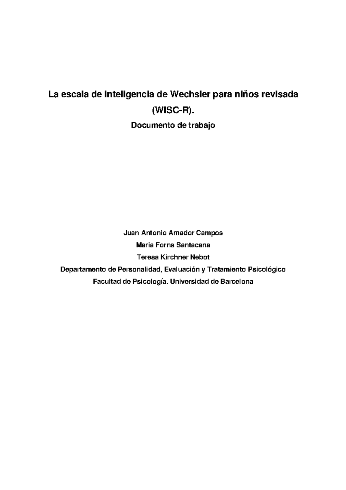 WISC-R - pruebas psicológicas - La escala de inteligencia de Wechsler ...