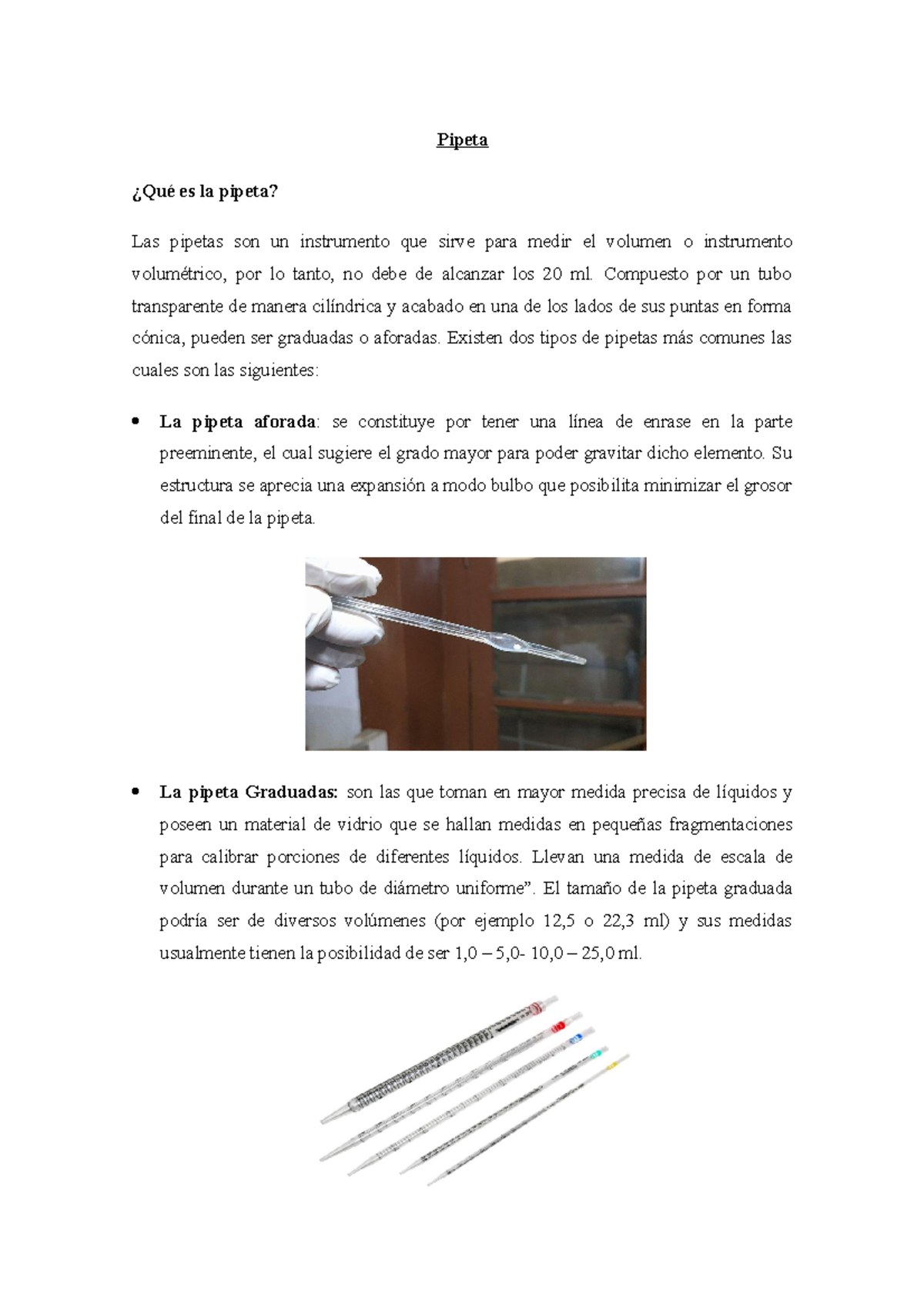 Pa1 - foro - Pipeta ¿Qué es la pipeta? Las pipetas son un instrumento ...
