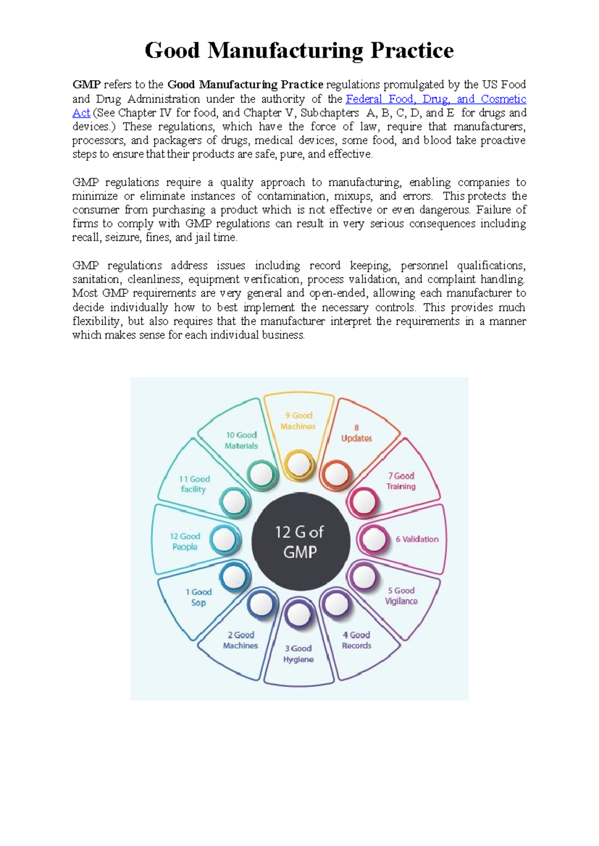 UNIT 4 Good Practices - Notes - Good Manufacturing Practice GMP refers ...