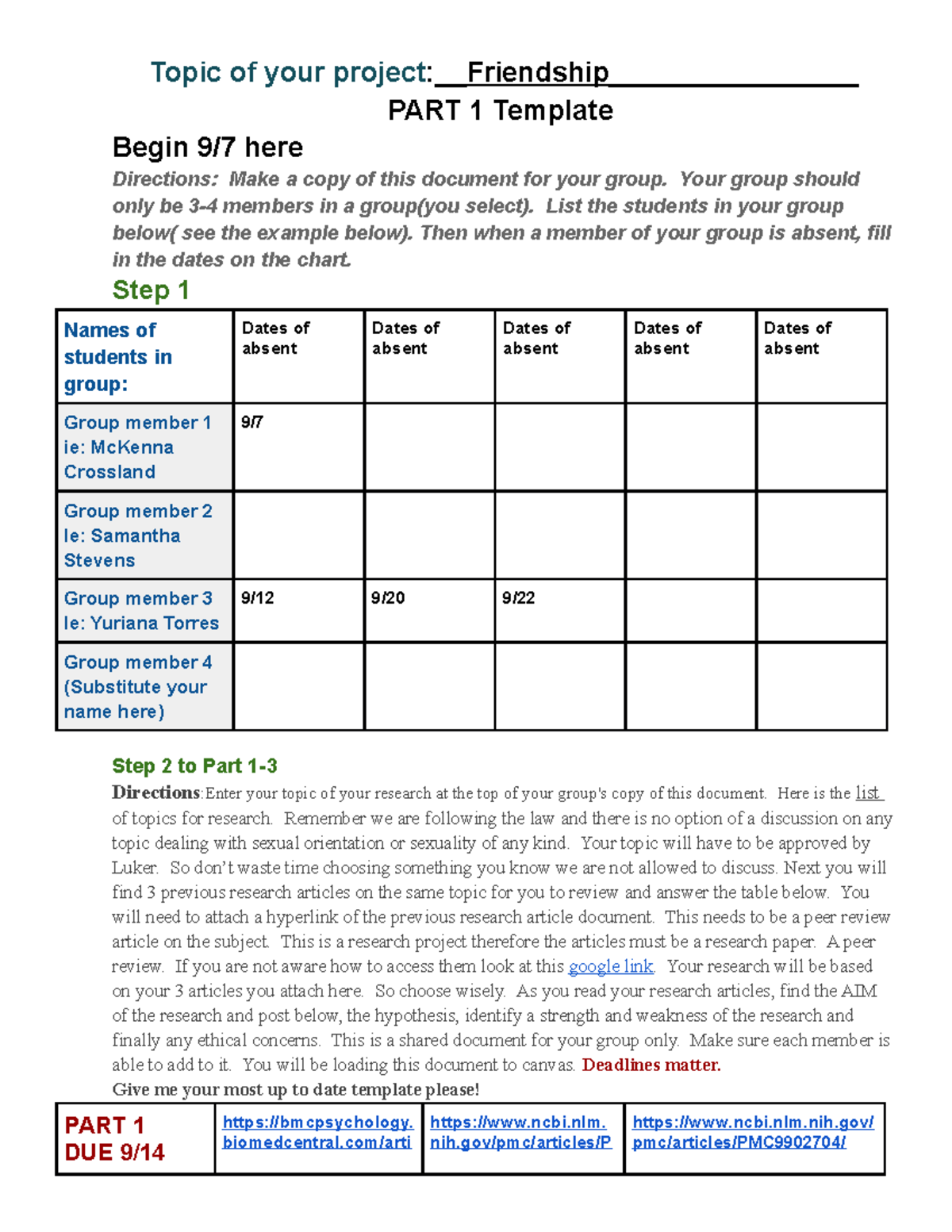 Final Project PART 1,2,3 template - Topic of your project:Friendship ...