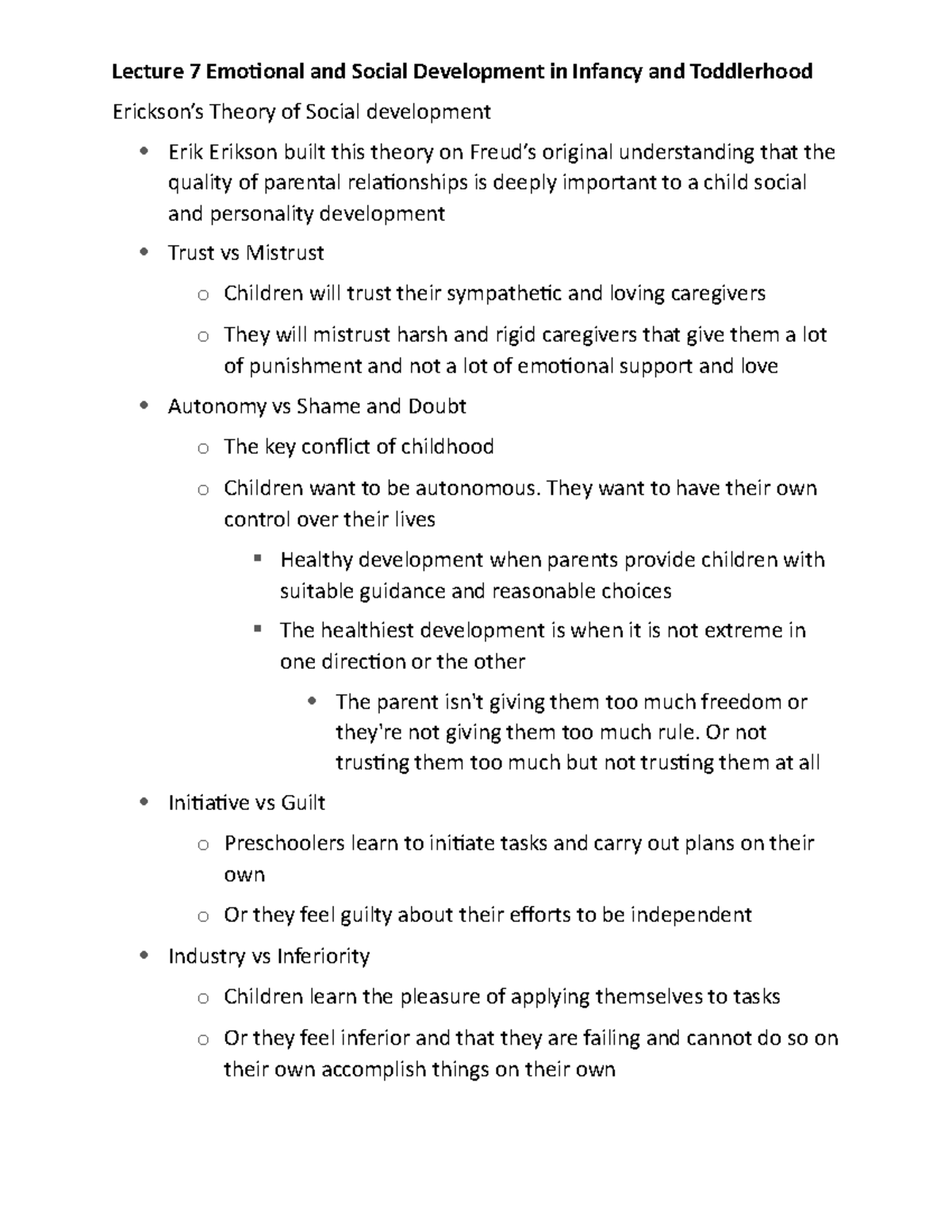 Lecture 7 and 8 Emotional and Social Development in Infancy and ...