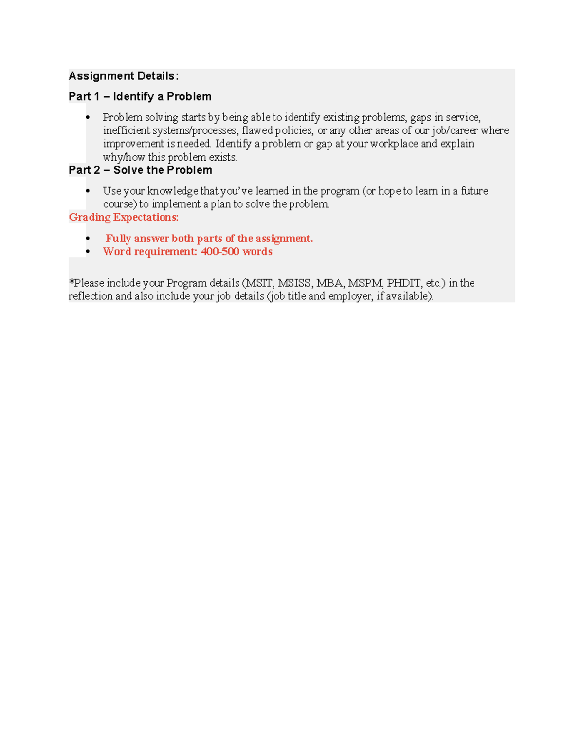 Module 2 FALL Semester Question - Assignment Details: Part 1 – Identify ...