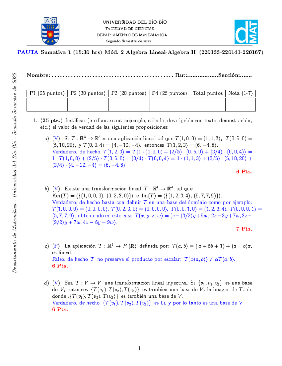 Pauta-1530-s1-mod2-algebra-lineal-2022-2 3 - FACULTAD DE CIENCIAS DEPARTAMENTO DE MATEM ́ATICA ...