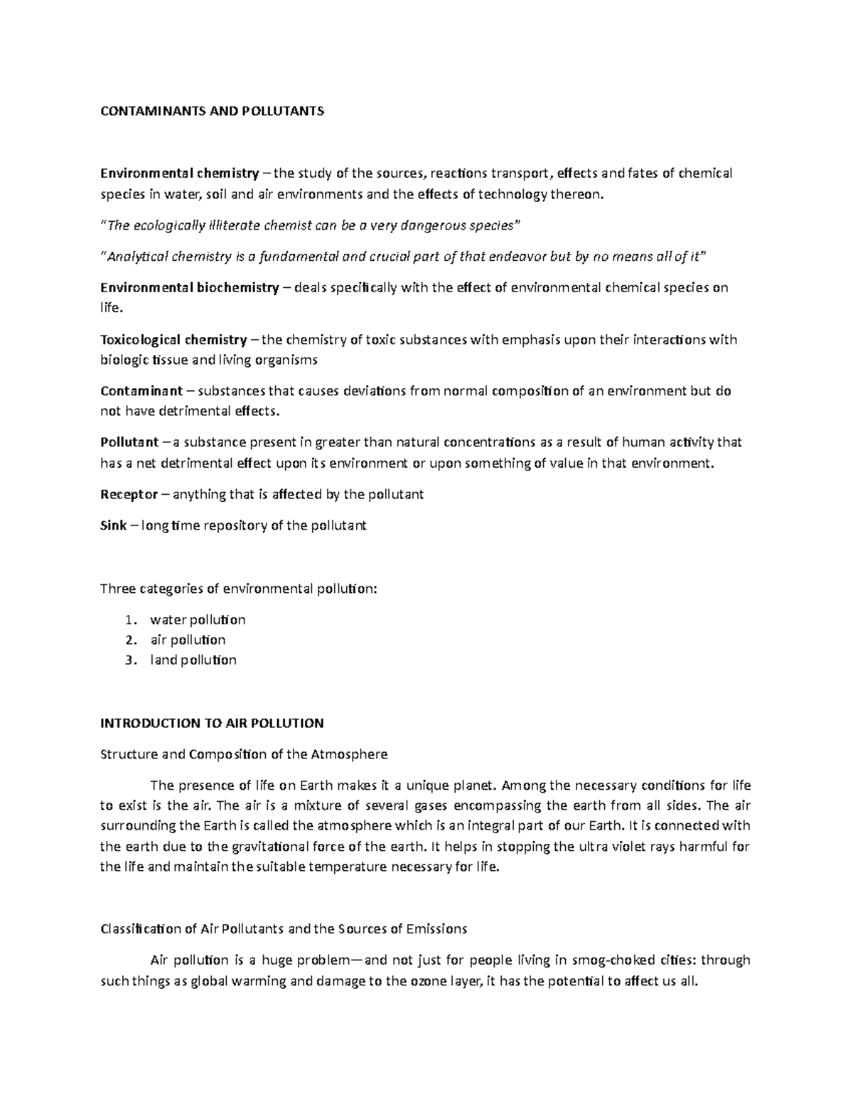 Contaminants-AND- Pollutants - CONTAMINANTS AND POLLUTANTS ...