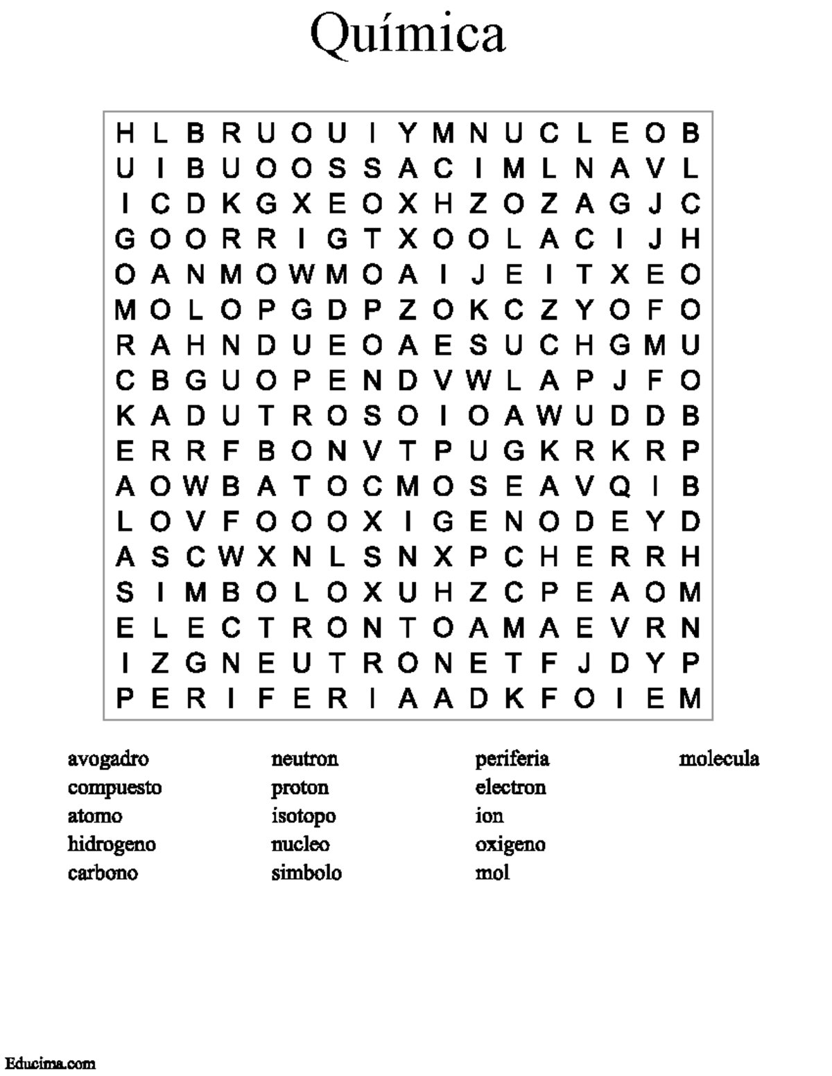 Sopa letras octavo - ciencia - Química - Studocu