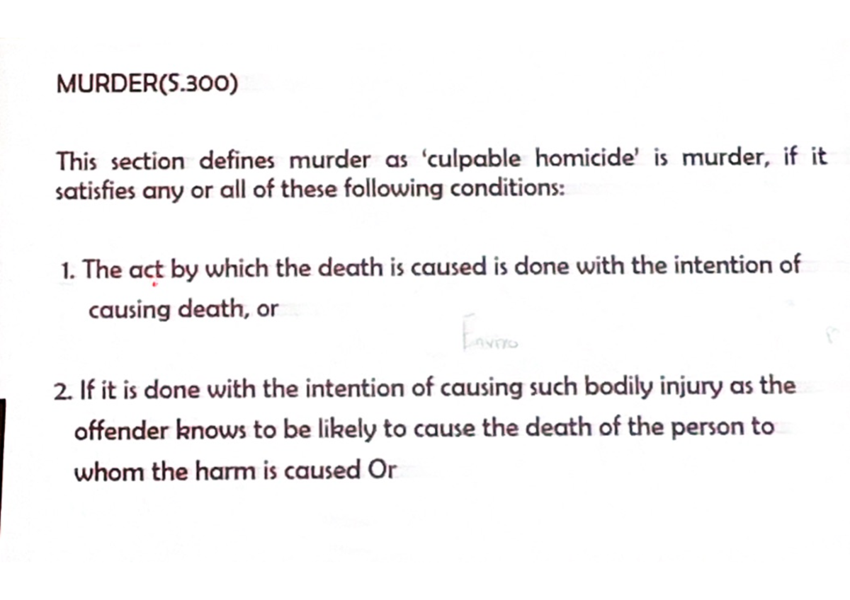 Murder - IPC - LAW - Studocu