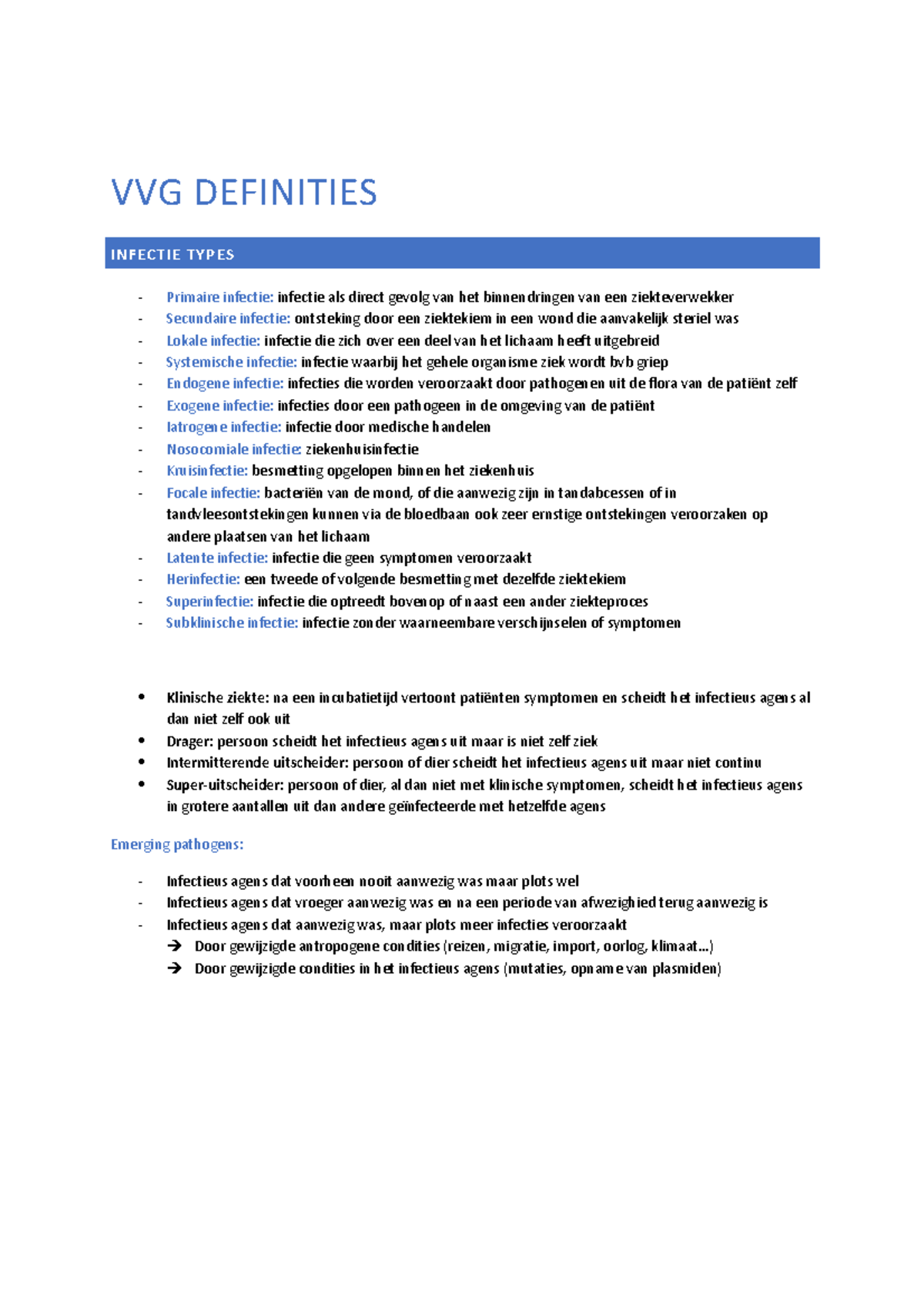 Vvg definities soorten infecties - VVG DEFINITIES INFECTIE TYPES ...