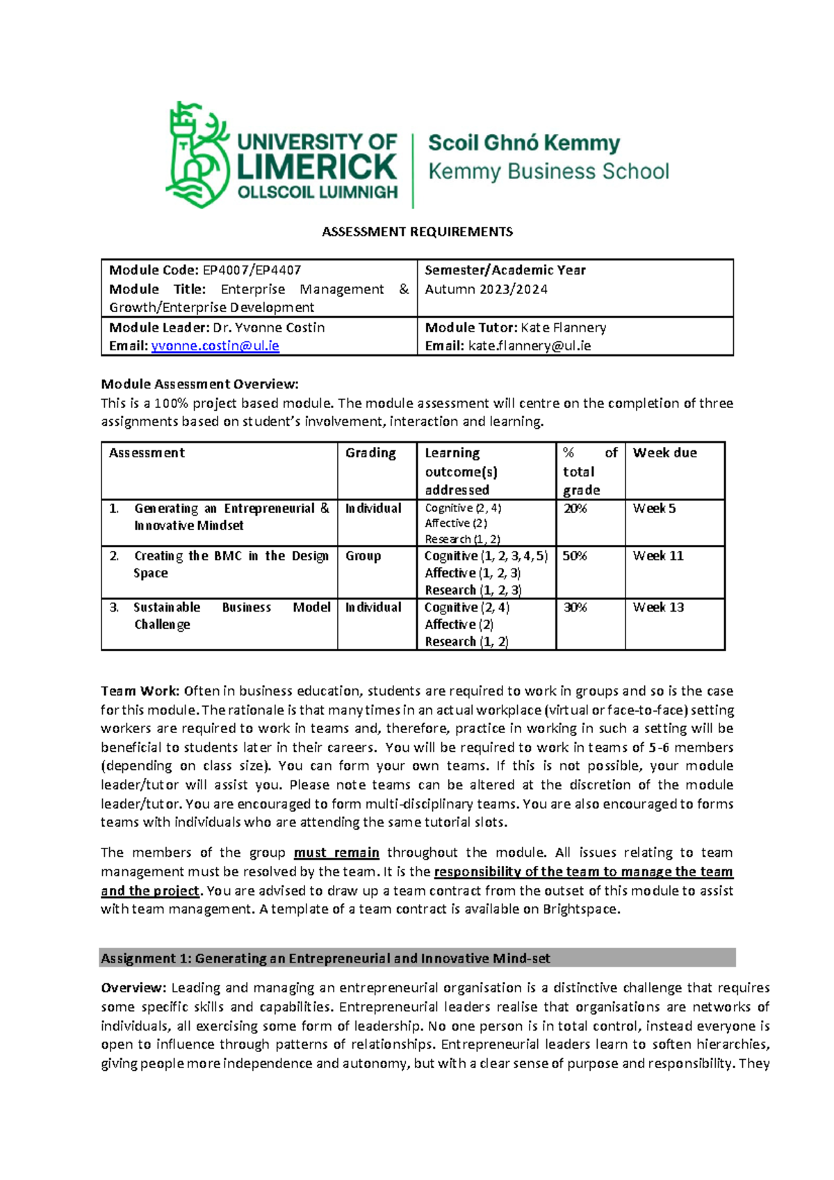 Assessment 1 Requirements - ASSESSMENT REQUIREMENTS Module Code: EP4007/EP 4407 Module Title ...