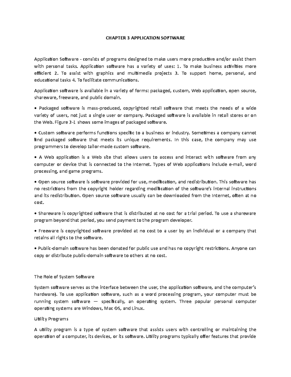 Chapter 3 Application Software - CHAPTER 3 APPLICATION SOFTWARE ...