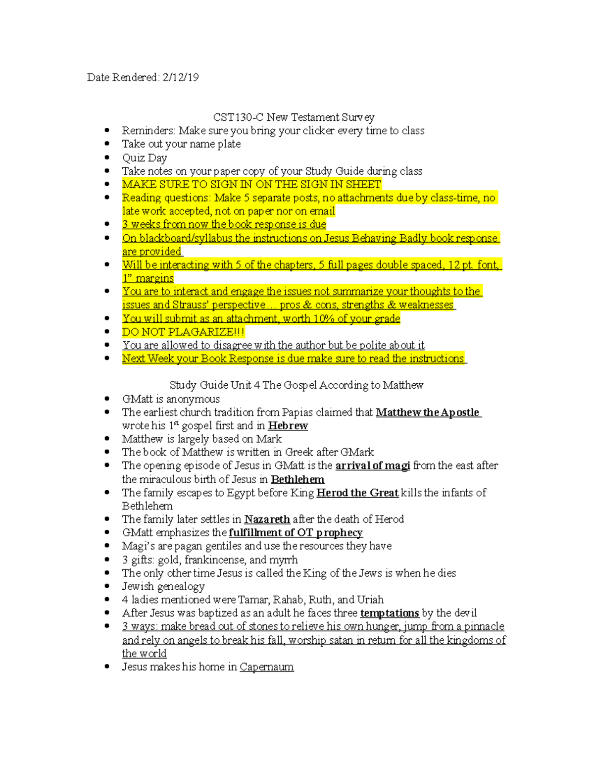 CST130-C Feb.12, 2019 - Lecture notes 10 - Date Rendered: 2/12/ CST130 ...