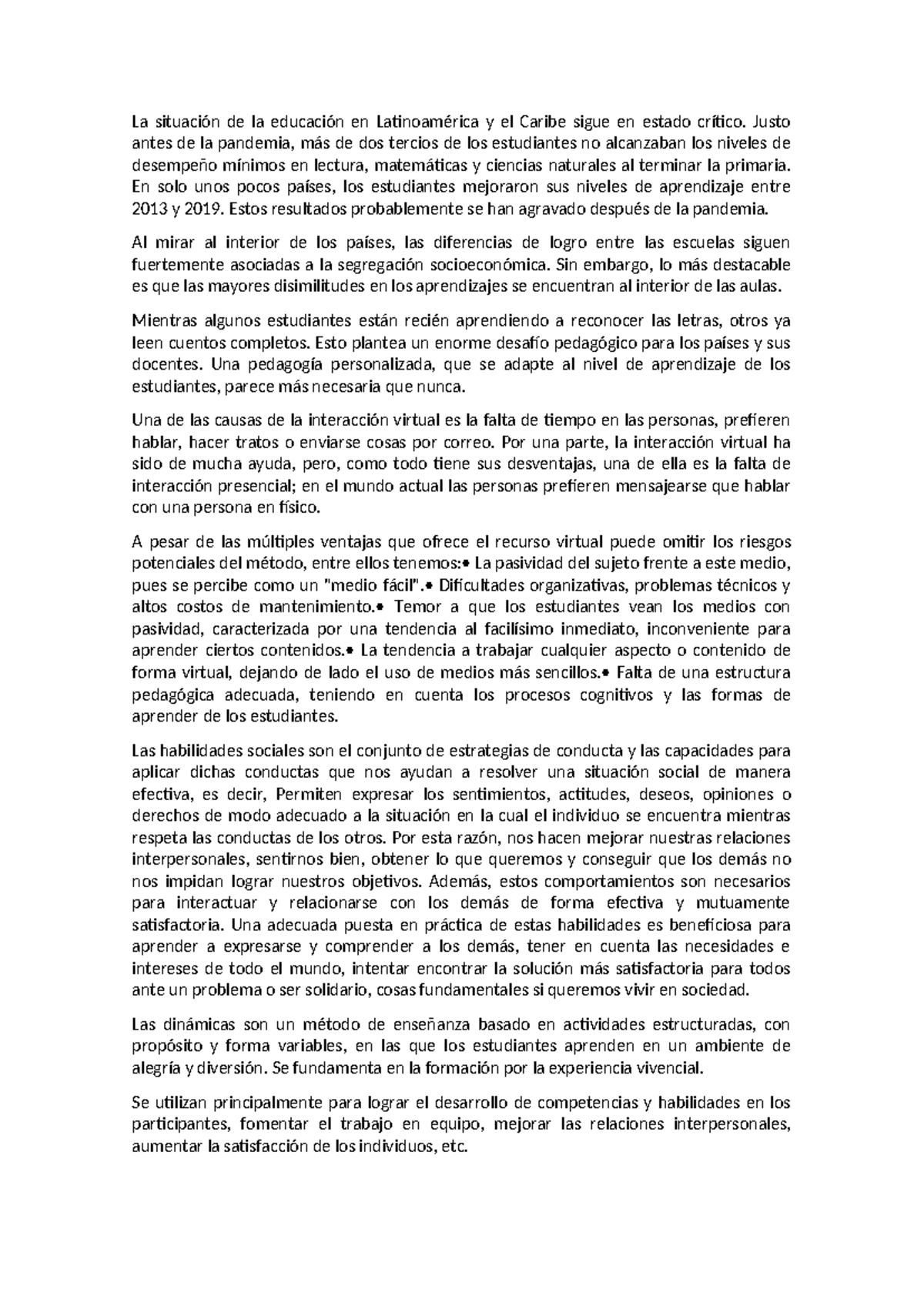 Informacion - dsadsadsa - La situación de la educación en Latinoamérica ...
