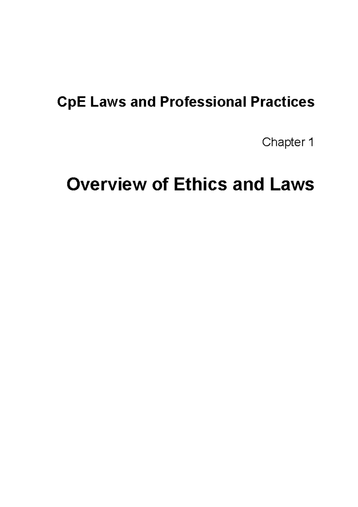 Chapter 1 Overview of Ethics and Laws - CpE Laws and Professional ...