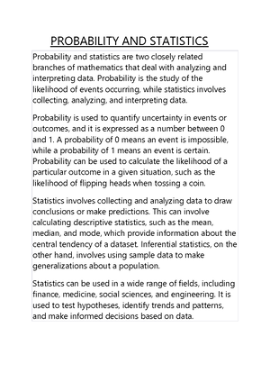 Probability AND Statistics - Introduction to Probability and Statistics ...