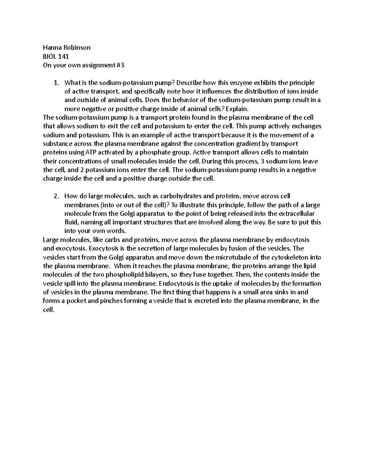 Hanna Robinson onyourown 3 - Hanna Robinson BIOL 141 On your own ...