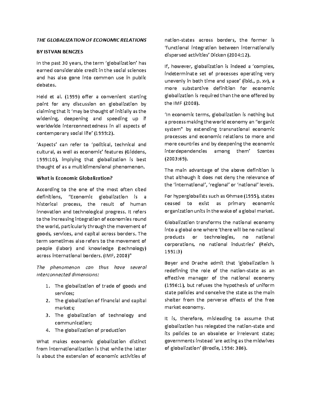 The Globalization of Economic Relations by Istvan Benczes - THE ...