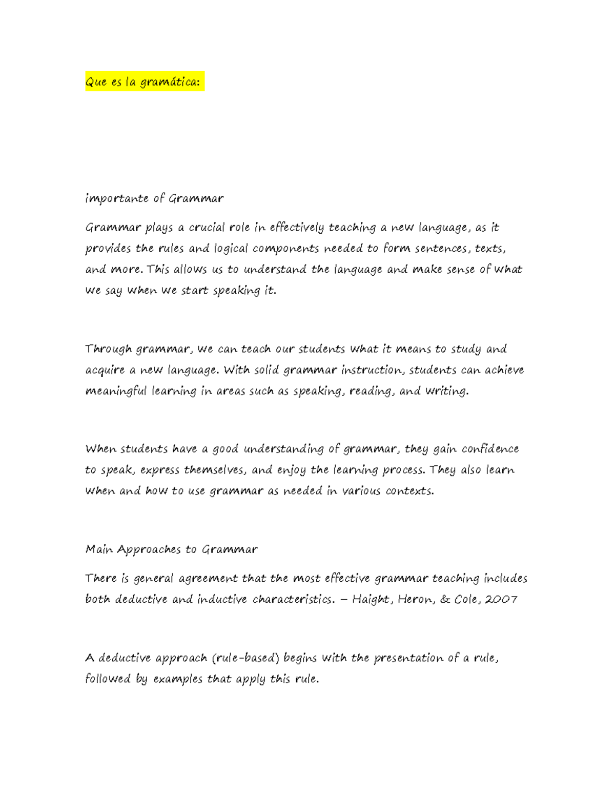 Didactics of english 1 - ,,,,,,,,,,,,,,, - Que es la gramática ...