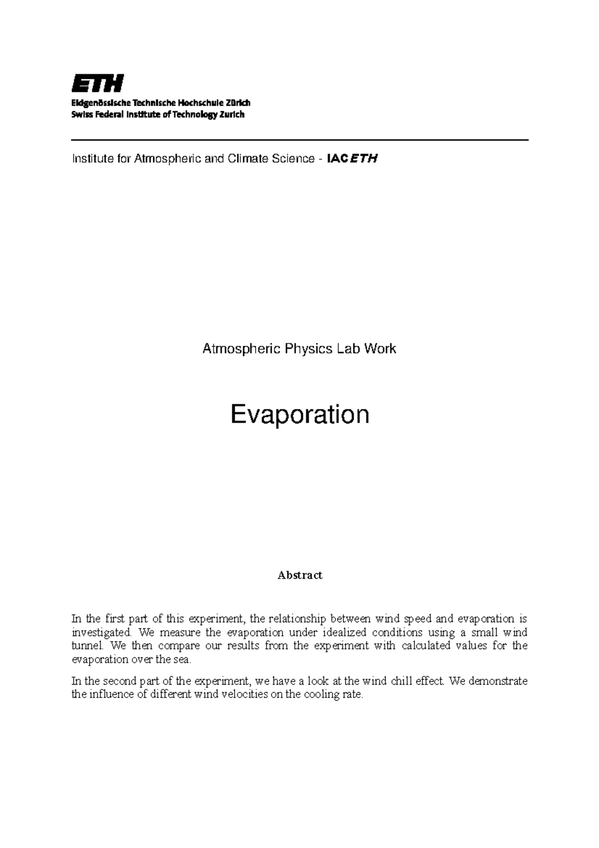Evaporation - Practical on evaporaton and how it's woks - Institute for ...