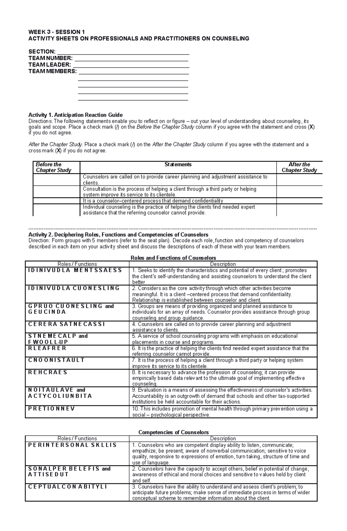 Diass Week 3 Activity Sheets - WEEK 3 - SESSION 1 ACTIVITY SHEETS ON ...