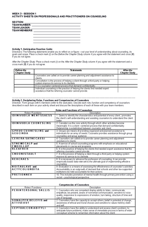 Diass Week 4 Activity Sheets - WEEK 4 - SESSION 1 ACTIVITY SHEET ON ...